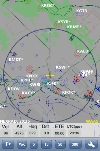 Screenshots of the SkyRadar application running on iPhone/iPod Touch